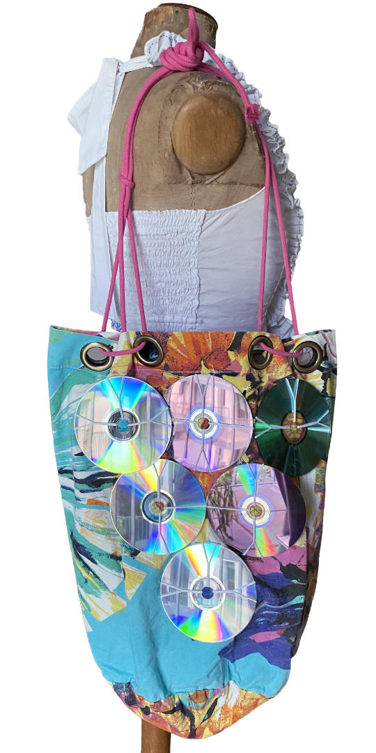 Use what you have: CDs on a tote bag / opensewing, textiles lover ...